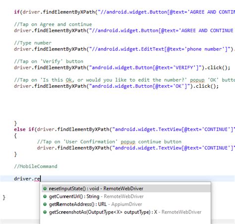 Java Appium Driver NOT Suggesting Removeapp Function Inside The