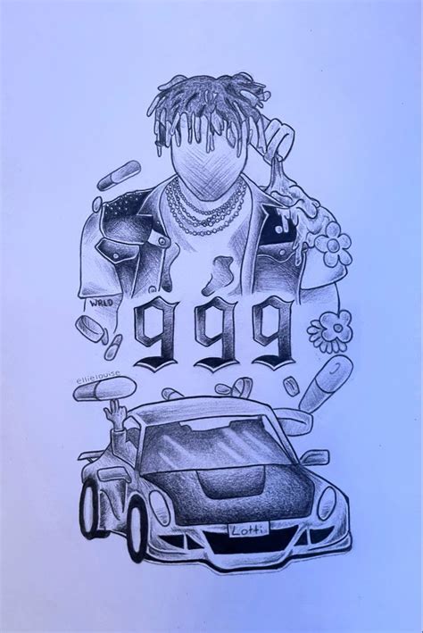 Juice Wrld Hand Drawing By Ellielouiset Mini Canvas Art Juice Wrld
