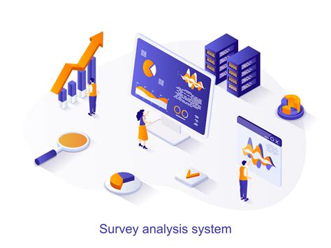 Survey Analysis System Isometric Web Concept People Analyze Data From