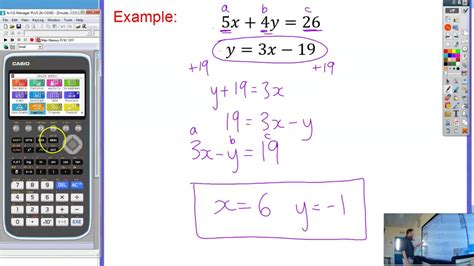 solving simultaneous equations using the gdc casio fx cg50 youtube