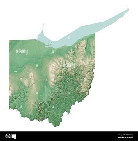The Us State Of Ohio Highly Detailed D Rendering Of Shaded Relief Map