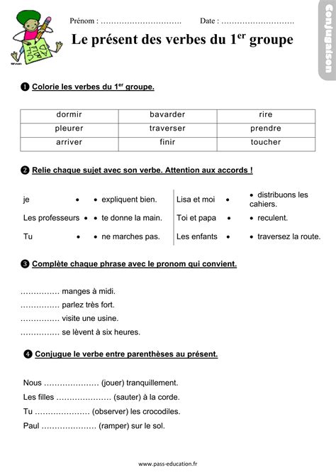 6 Exercices Présent des verbes en er Ce1