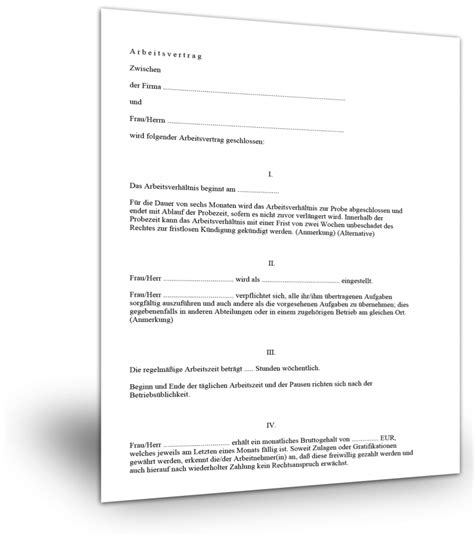 Einfacher Arbeitsvertrag Zum Ausdrucken