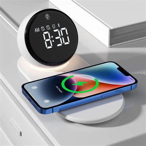 Réveil Lumineux Numérique avec Chargeur sans fil Enceinte Bluetooth