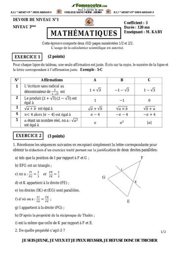 Devoir Maison De Math 3eme Corriges 2017 Pdf Ventana Blog