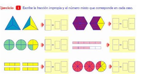 Ejercicio 1 Escribe la fracción impropia y el número mixto que