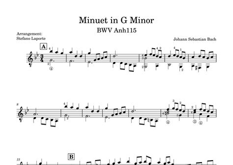 Minuet In G Minor BWV Anh 115 Arr Stefano Laporte By Johann