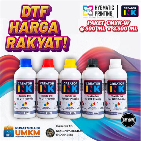 Jual Paket Tinta Dtf Cmyk Cmyk W Creator Ink Ml Shopee