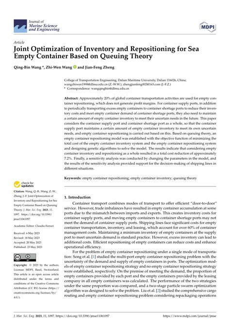 pdf joint optimization of inventory and repositioning for sea empty container based on queuing