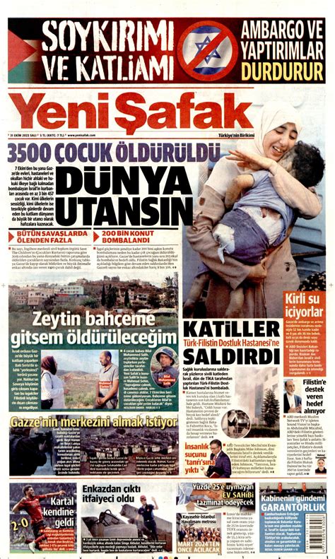 Yeni Şafak Gazetesi Yeni Şafak Manşet Oku Haberler 31 Ekim 2023