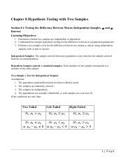 Math Unit Notes Pdf Chapter Hypothesis Testing With Two