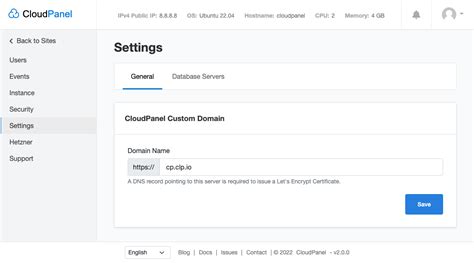 Settings CloudPanel Documentation
