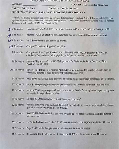 Solved NOMBRE ACCT 1161 Contabilidad Financiera CAPÍTULOS Chegg
