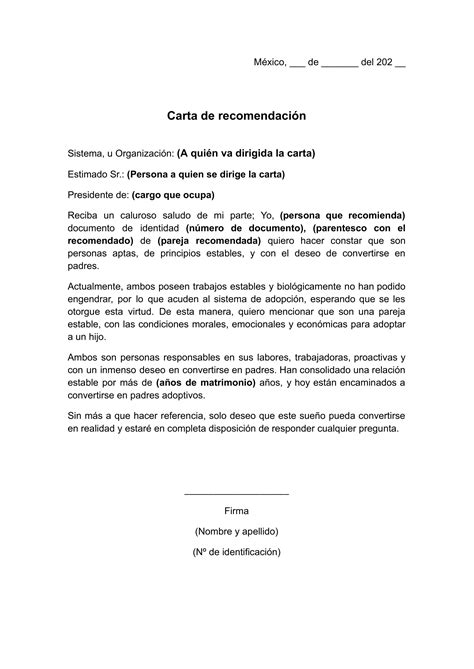 ᐅ Carta de recomendación para adoptar un bebé Ejemplos