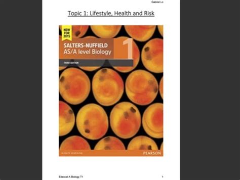 Edexcel A Level SNAB Biology Topic 1 Exam Revision Notes Teaching
