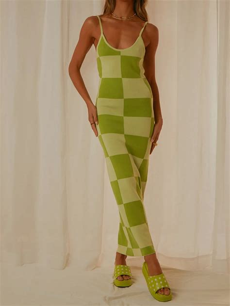 Gaun Panjang Tali Spaghetti Geometris Retro Wsevypo Gaun Pesta Wanita