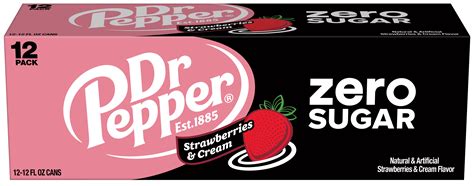 Dr Pepper Strawberries Cream Zero Sugar Soda 12 Oz Cans Shop Soda