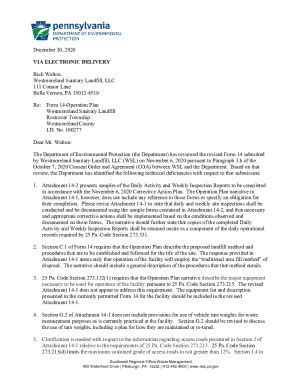 Fillable Online Files Dep State Pa Westmoreland Sanitary Landfill Form