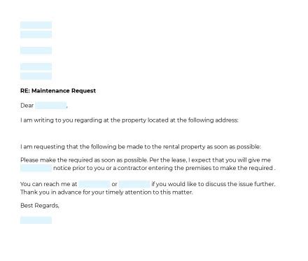 Tenant Maintenance Request Letter Word Pdf Template Legalscrolls