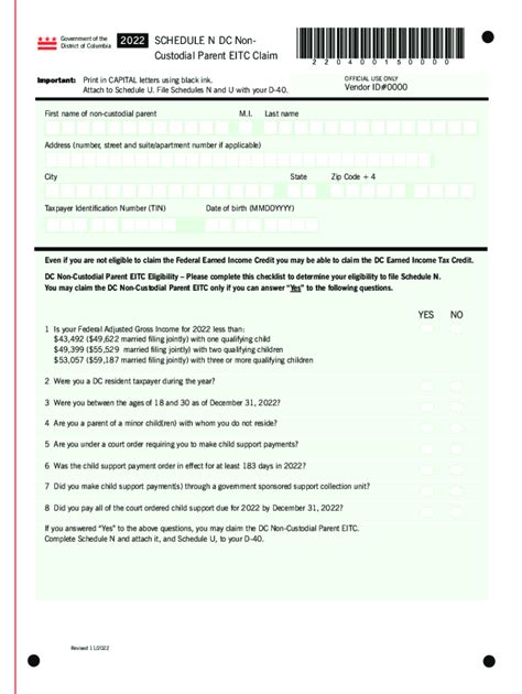 Fillable Online Otr Cfo Dc DC Individual Income Tax Forms And