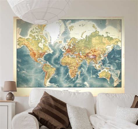 Vinilo Mapa Del Mundo Envejecido TenVinilo