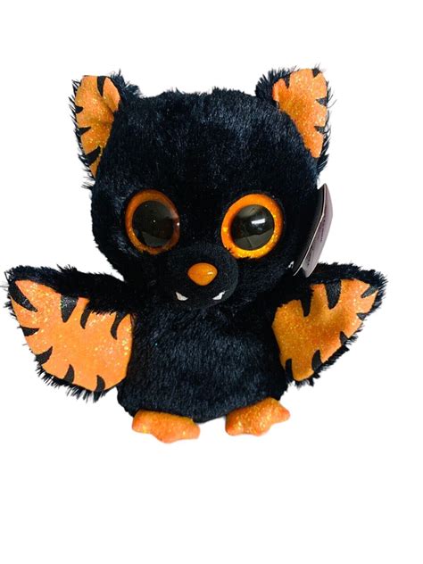 Ty Beanie Boos Mortimer Bat Black Orange Glitter Halloween 6 Plush W
