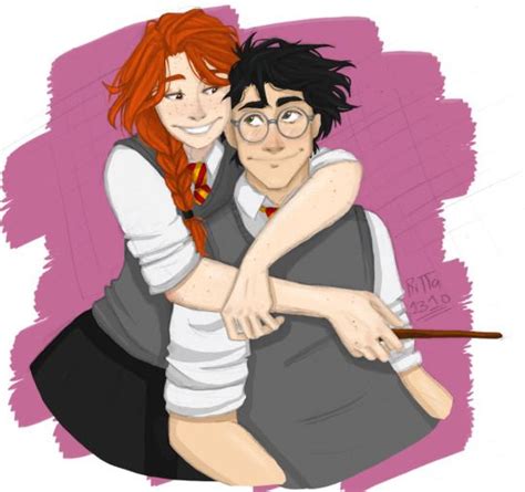 Ginevra Ginny Weasley Harry James Potter Harry Potter Couples Harry Potter Cartoon Harry