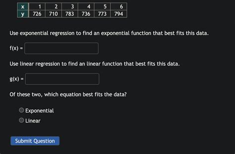 Solved Use Exponential Regression To Find An Exponential Chegg