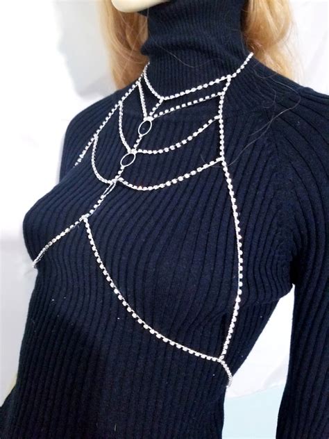 Rhinestone Body Chain Crystal Bra Body Jewelry Beach Or Etsy