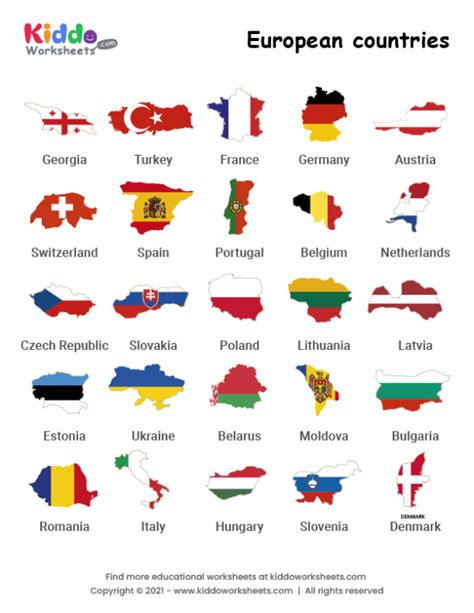 Free Printable European Countries Worksheet Kiddoworksheets