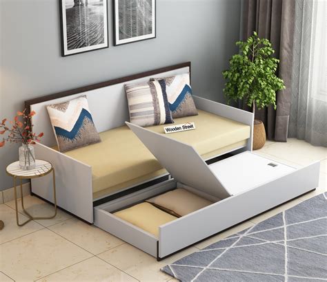 Buy Bartha 3 Seater Sofa Cum Bed With Box Storage Flowery Wenge Frosty