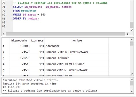 SQL básico Cómo ordenar los resultados de una consulta SCyASIG