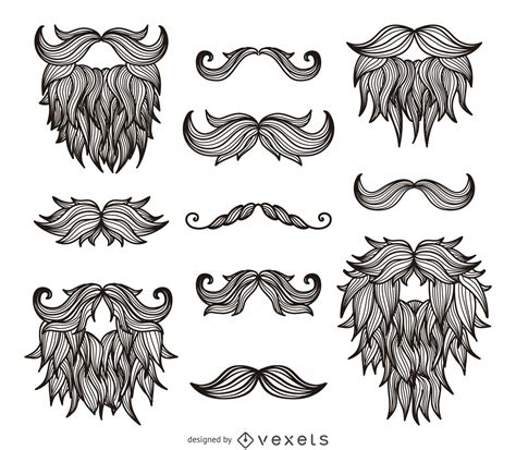 Hipster Bigotes Barbas Dibujo Descargar Vector