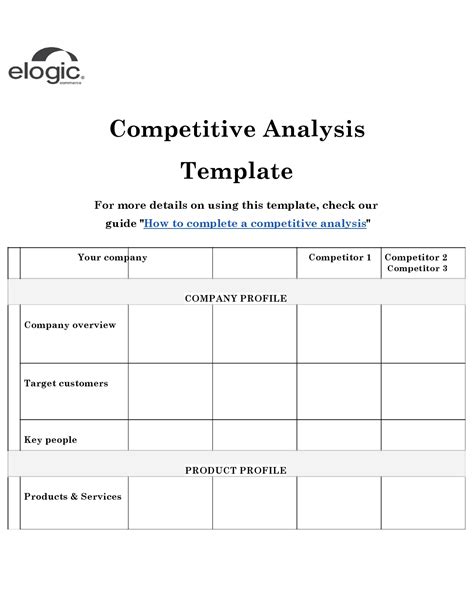 Free Competitor Analysis Templates Excel Word