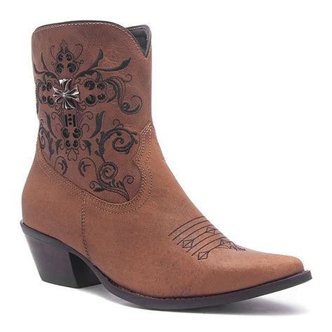 Bota Texana Feminina Dallas Bambu Glitter Preto Western Bico