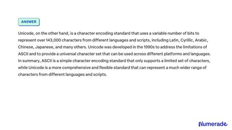SOLVED Explain The Difference Between ASCII And Unicode