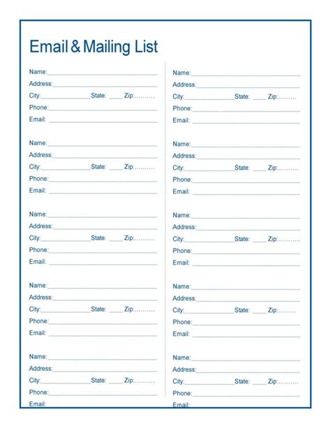 Email List Template Excel