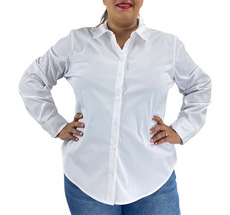 Camisa Mujer Mangas Largas Blanca Ligeramente Engomado Time And True