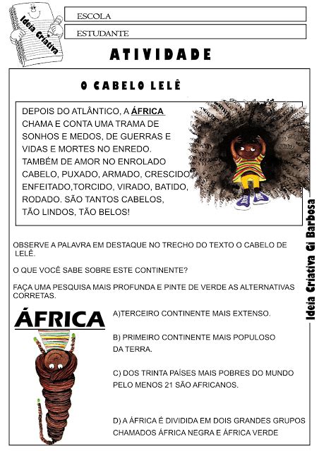 LIVRO O CABELO DE LELE PARA IMPRIMIR