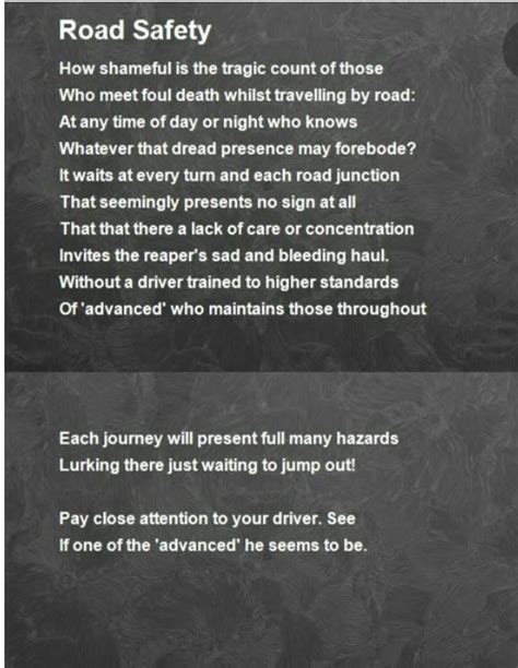 Poem On Road Safety Brainly In