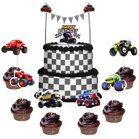 Buy 32 Pieces Monster Truck Party Supplies Monster Car Cake Topper Set