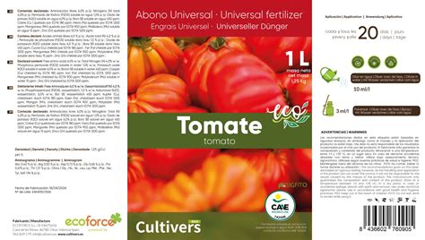 Abono Tomates L Quido Ecol Gico Cultivers
