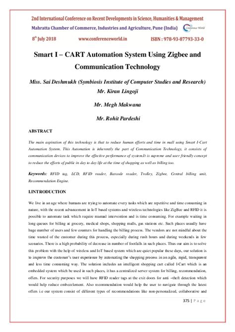 pdf smart i cart automation system using zigbee and communication technology sai deshmukh