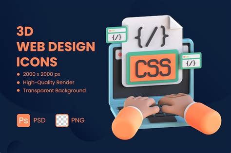 Premium PSD 3d Icon Illustration Css Language