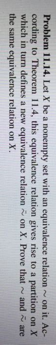 solved let x be a nonempty set with an equivalence relation