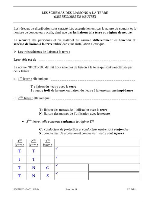 PDF LES SCHEMAS DES LIAISONS A LA TERRE LES REGIMES DE NEUTRE