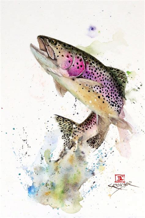 JUMPING RAINBOW Trout Watercolor Fish Print By Dean Crouser Etsy