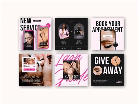 Pink Lash Tech Instagram Post Templates Lash Artist Canva Template