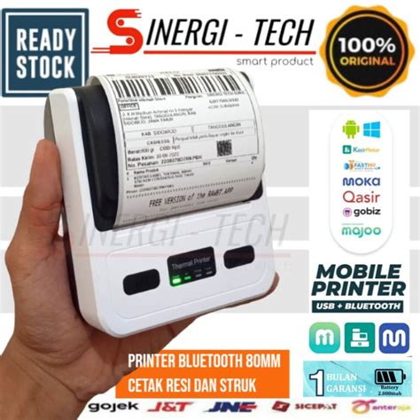 Jual MOBILE PRINTER BLUETOOTH THERMAL 80mm MP8008 CETAK STRUK Dan RESI