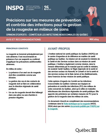 Précisions sur les mesures de prévention et contrôle des infections